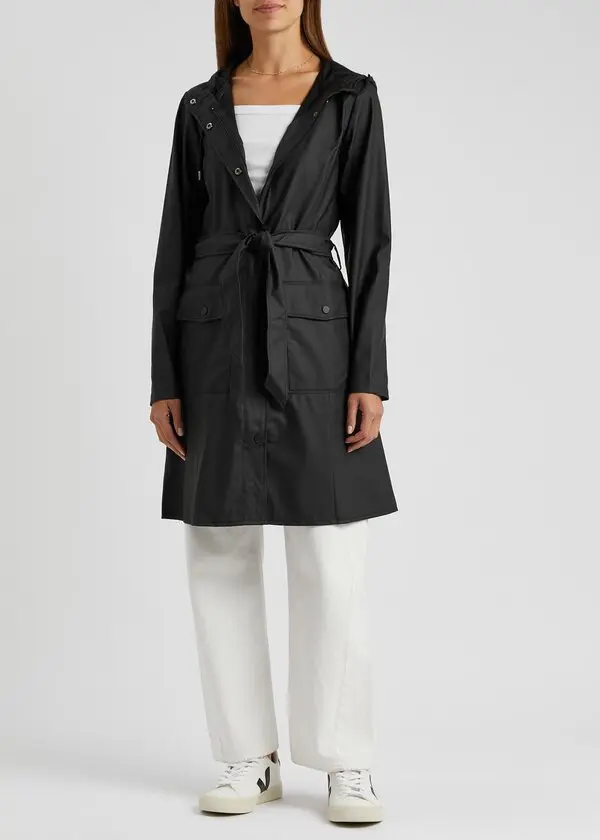 Rains Belted Hooded Waterproof Jacket - Black
