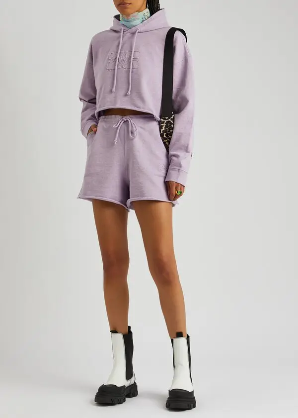 GANNI Organic Cotton Drawstring Shorts - Lilac