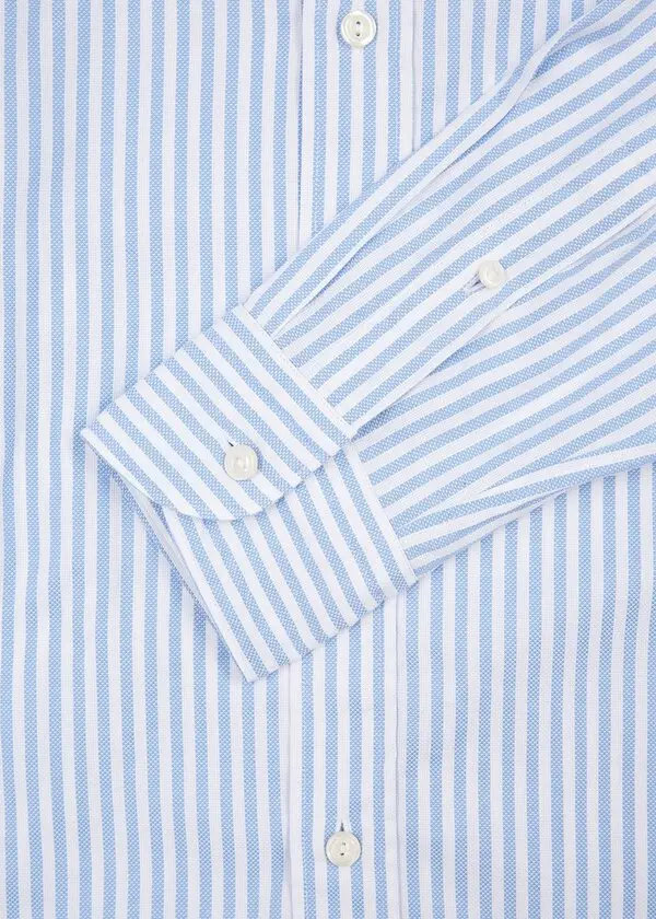 Eton Striped Cotton Oxford Shirt - Blue