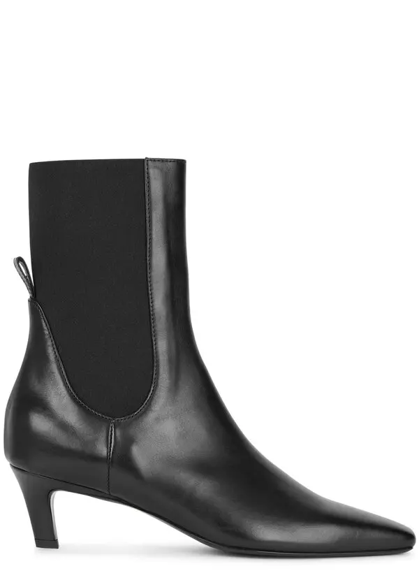 TOTEME Leather Ankle Boots - Black