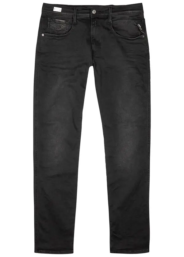 REPLAY Anbass Hyperflex Clouds Slim-leg Jeans - Dark Grey