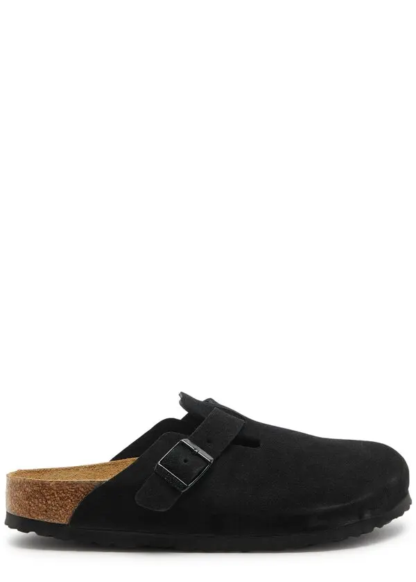 BIRKENSTOCK Boston Suede Clogs - Black