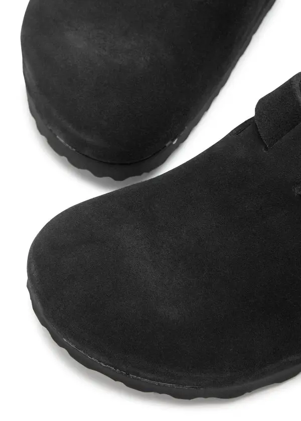 BIRKENSTOCK Boston Suede Clogs - Black