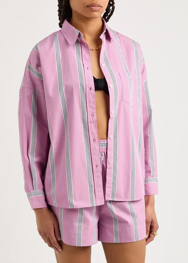 LMND Chiara Striped Cotton-poplin Shirt