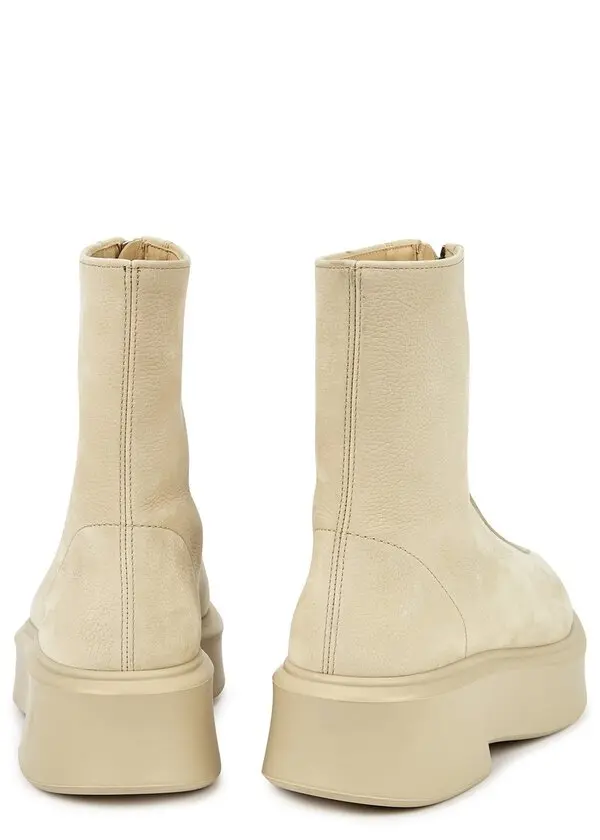 THE ROW Nubuck Ankle Boots - Beige