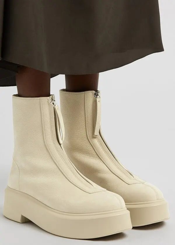 THE ROW Nubuck Ankle Boots - Beige
