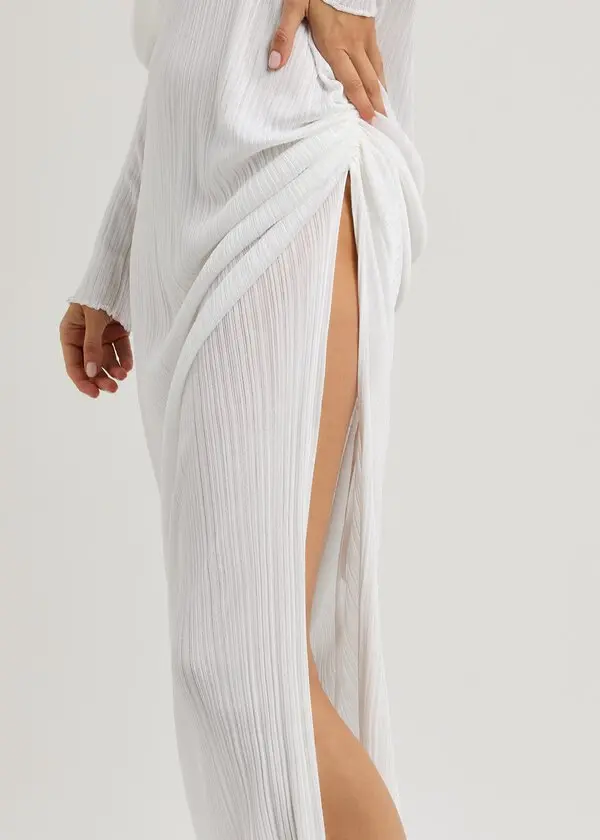 Alaïa Off-the-shoulder Plissé Maxi Dress