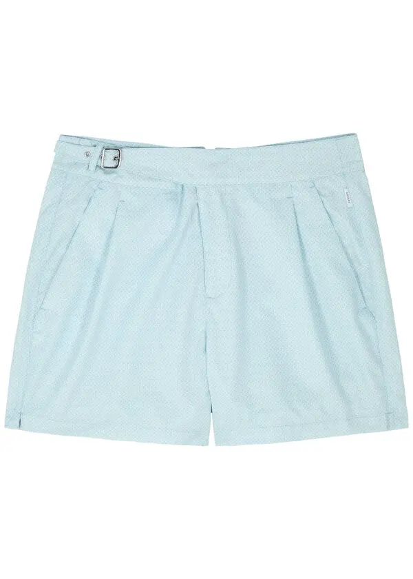 GUSARI The London Printed Shell Swim Shorts - Aqua