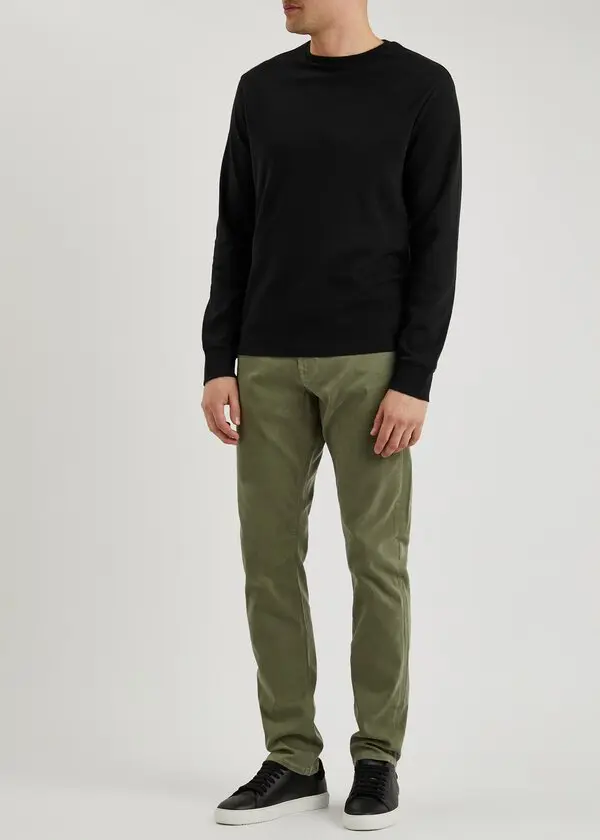 FRAME Cotton Crewneck Top - Black
