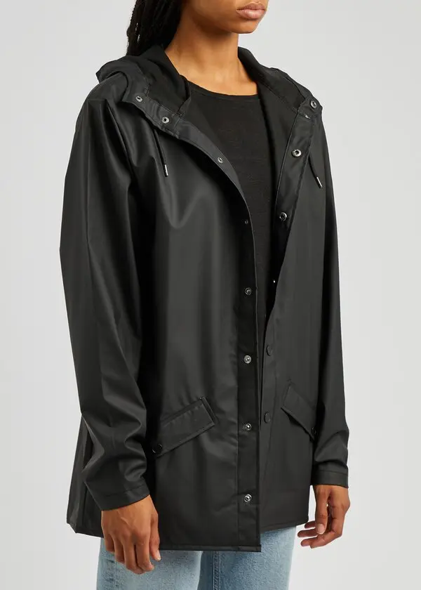 Rains Hooded Waterproof Jacket - Black