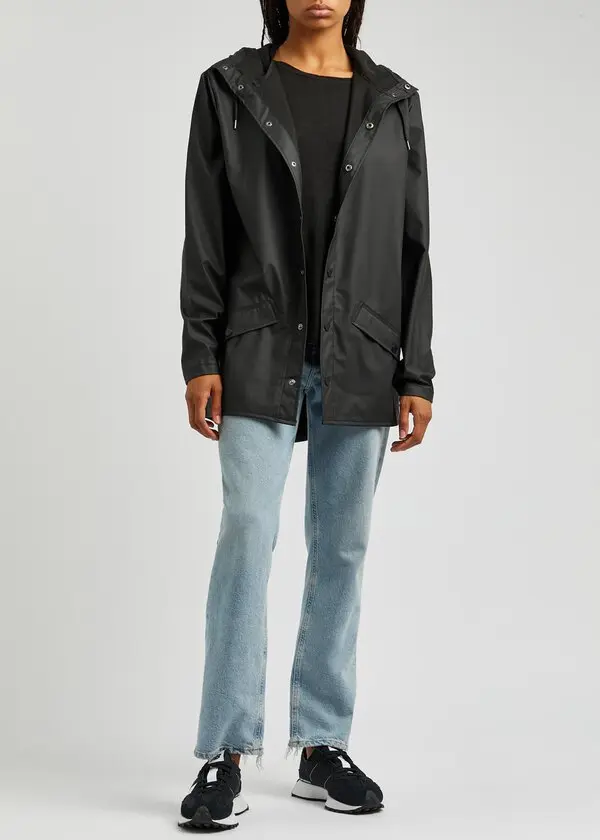 Rains Hooded Waterproof Jacket - Black