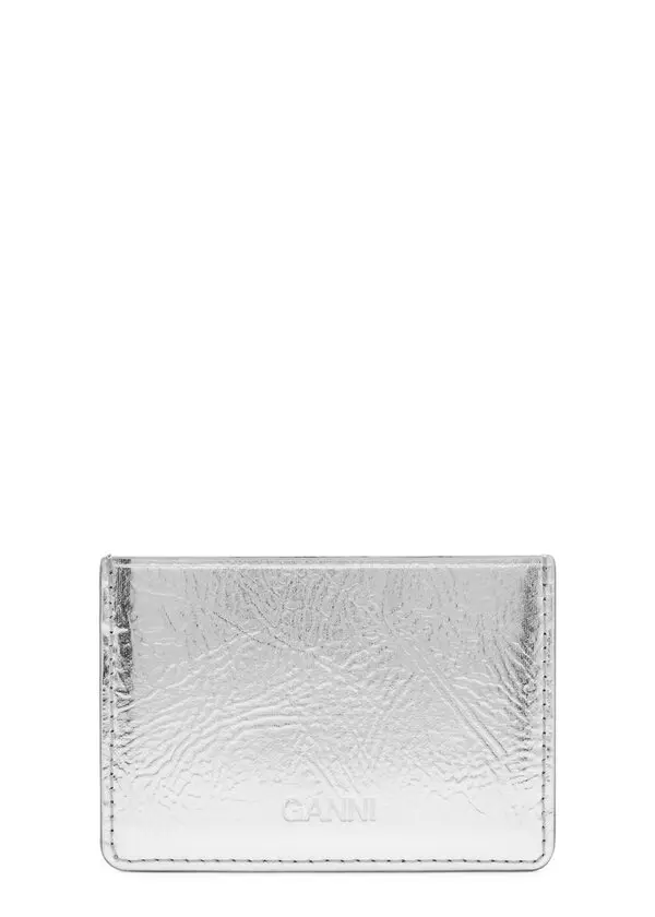 GANNI Bou Metallic Leather Card Holder
