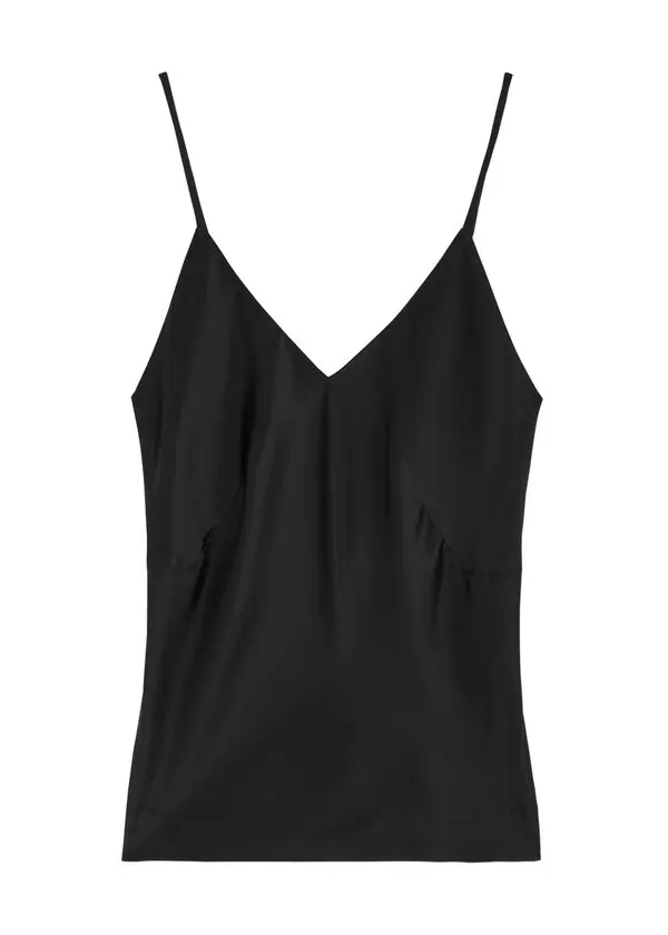 FLEUR OF ENGLAND Fleur De Jour Silk-satin Pyjama Top - Black