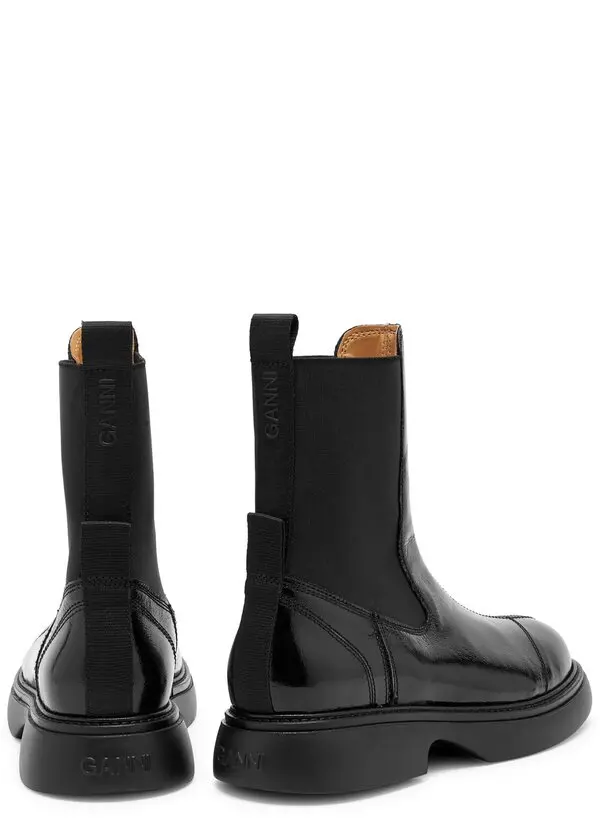 GANNI Patent Faux Leather Pull-on Chelsea Boots