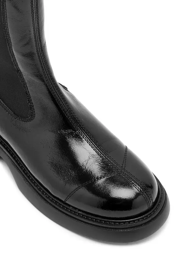GANNI Patent Faux Leather Pull-on Chelsea Boots