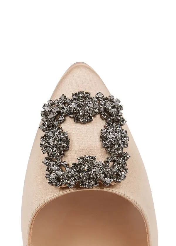 Manolo Blahnik Hangisi 90 Silk-satin Pumps With Crystal Embellishment