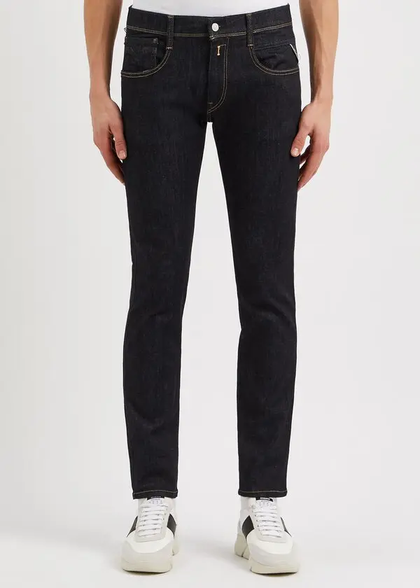 REPLAY Anbas Hyperflex Re-used Slim-leg Jeans - Dark Blue