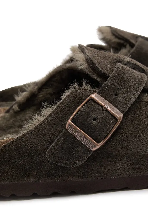 BIRKENSTOCK Boston Shearling-lined Suede Clogs - Brown