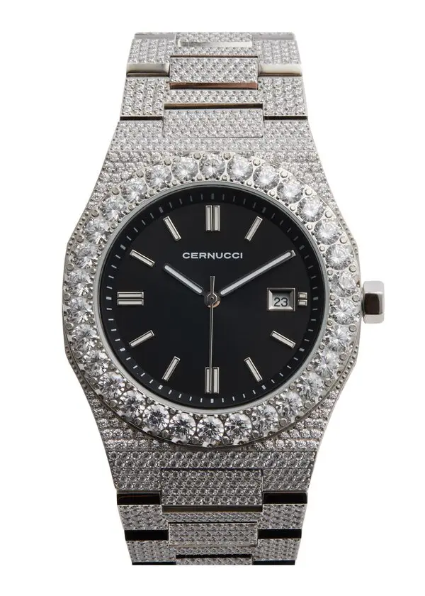 CERNUCCI Iced Crystal-embellished Watch - Silver