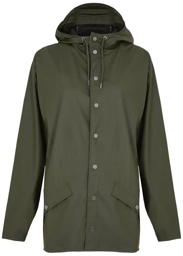 Rains Hooded Waterproof Jacket - Dark Green