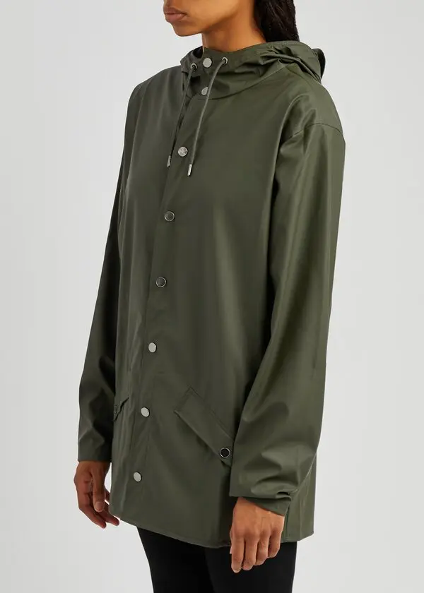 Rains Hooded Waterproof Jacket - Dark Green