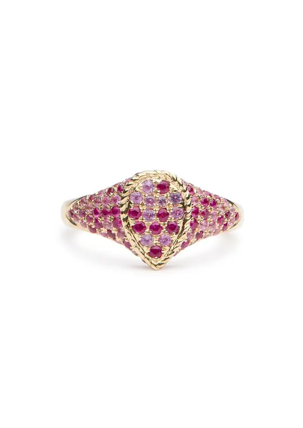 Yvonne Léon Baby Chevaliere Pear 9kt Gold Ring - Pink