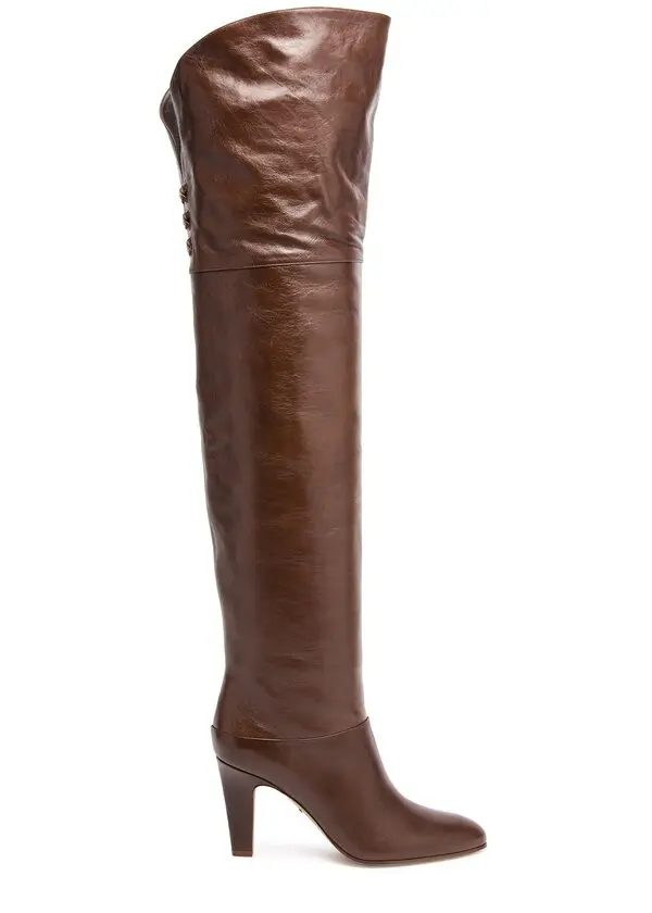 Chloé Eve 90 Glossed-leather Over-the-knee Boots - Brown