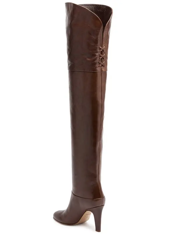 Chloé Eve 90 Glossed-leather Over-the-knee Boots - Brown