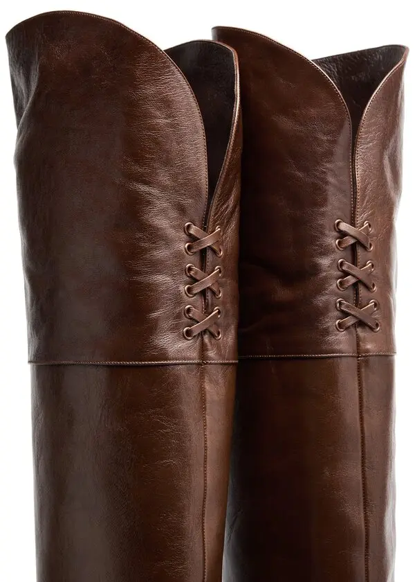 Chloé Eve 90 Glossed-leather Over-the-knee Boots - Brown