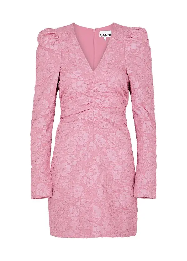 GANNI Floral-jacquard Mini Dress