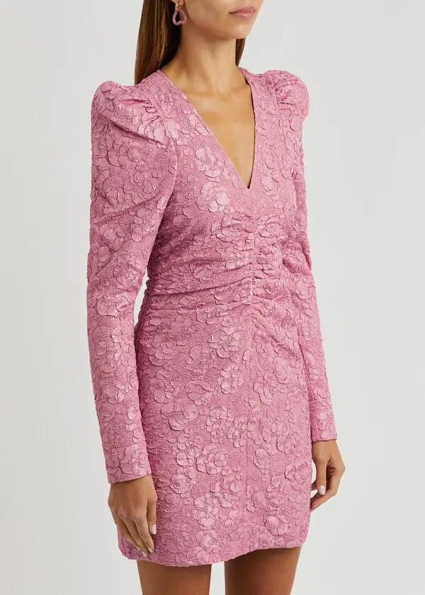 GANNI Floral-jacquard Mini Dress