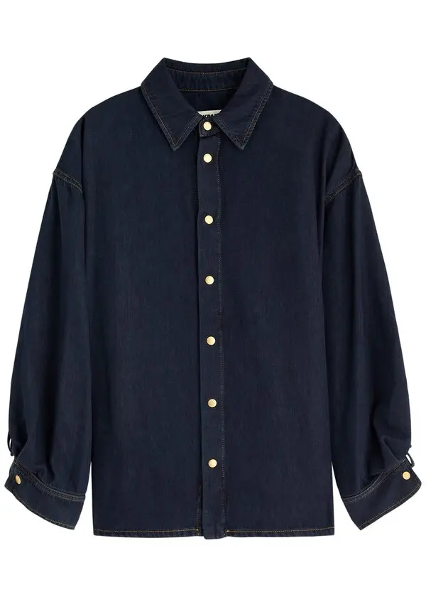 DARKPARK Keanu Ruched Denim Shirt - Dark Blue