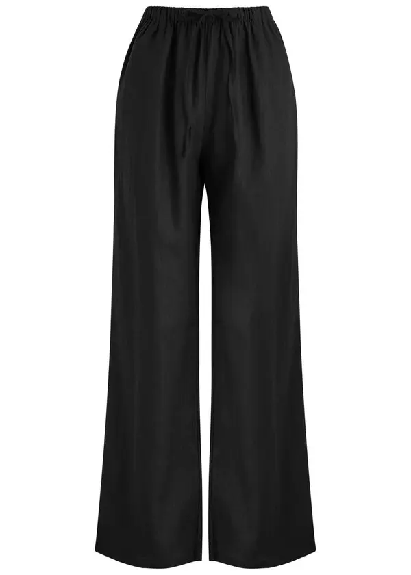 AEXAE Straight-leg Linen Trousers - Black