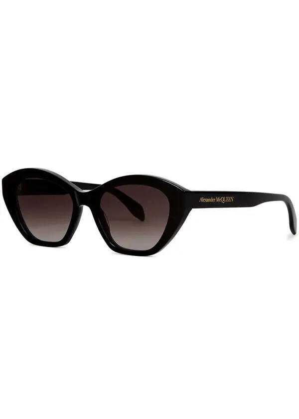 Alexander McQueen Black Cat-eye Sunglasses - Black Grey