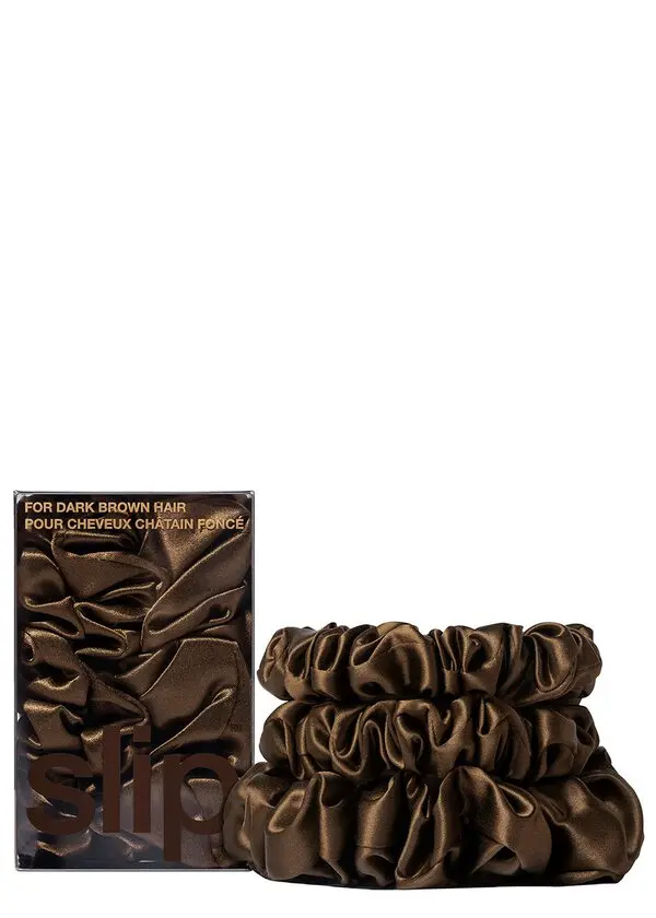 Slip Silk Scrunchies Set - Dark Brown