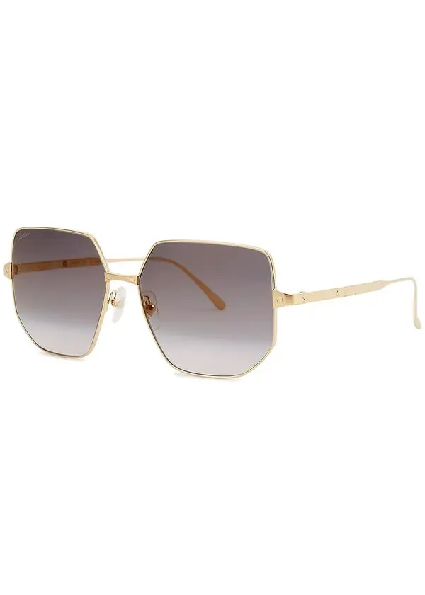 Cartier Santos De Square-frame Sunglasses - Gold
