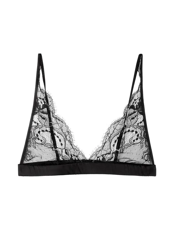 FLEUR OF ENGLAND Signature Boudoir Lace Soft-cup Bra - Black