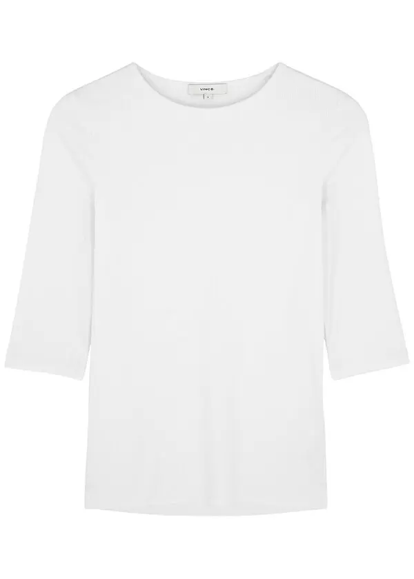 Vince Ribbed Stretch-jersey Top - White