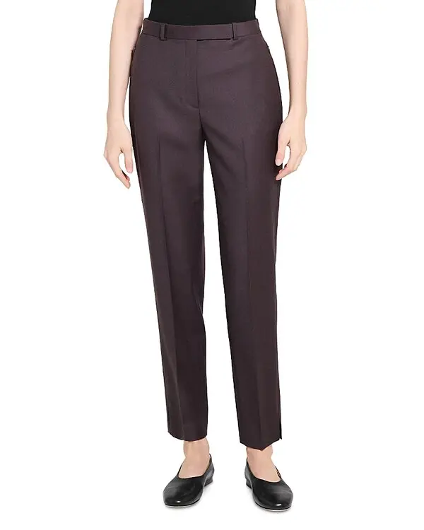 Theory Wool Tapered Trousers - Cacao