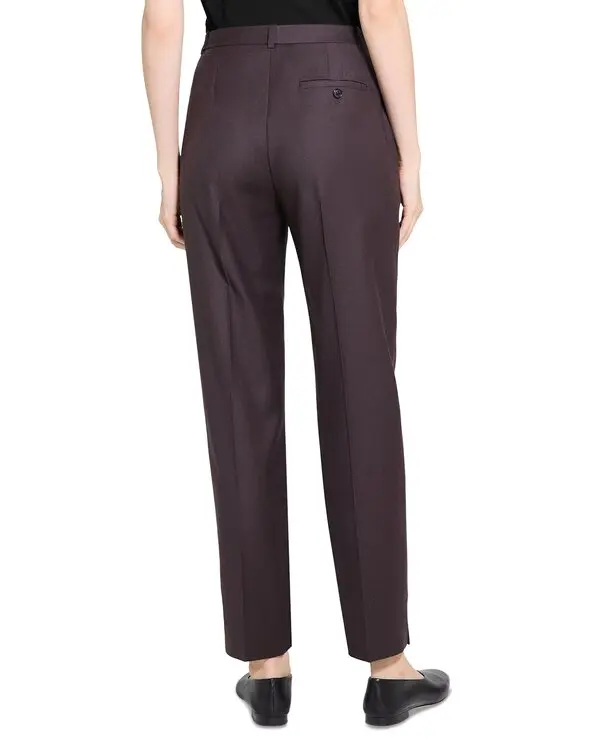 Theory Wool Tapered Trousers - Cacao