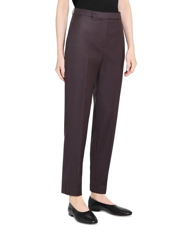 Theory Wool Tapered Trousers - Cacao