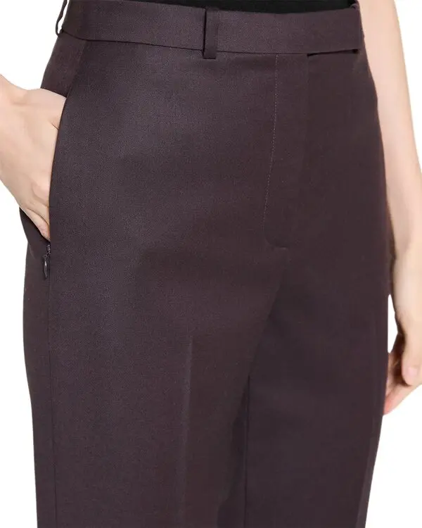 Theory Wool Tapered Trousers - Cacao