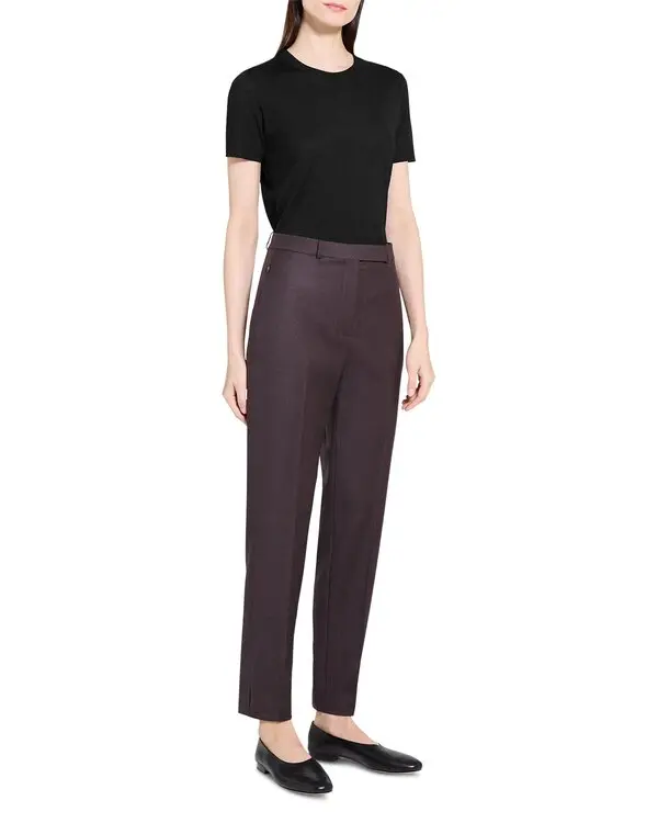 Theory Wool Tapered Trousers - Cacao