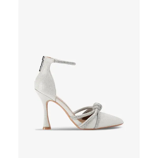 Kurt Geiger Ava Crystal-embellished Heeled Woven Courts