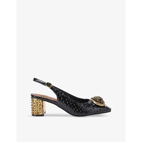 Kurt Geiger Block-heel Faux-leather Slingbacks