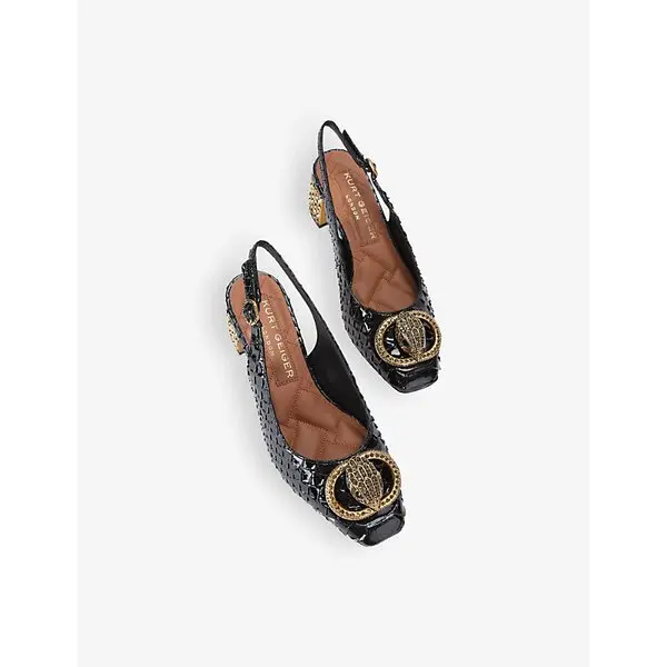Kurt Geiger Block-heel Faux-leather Slingbacks