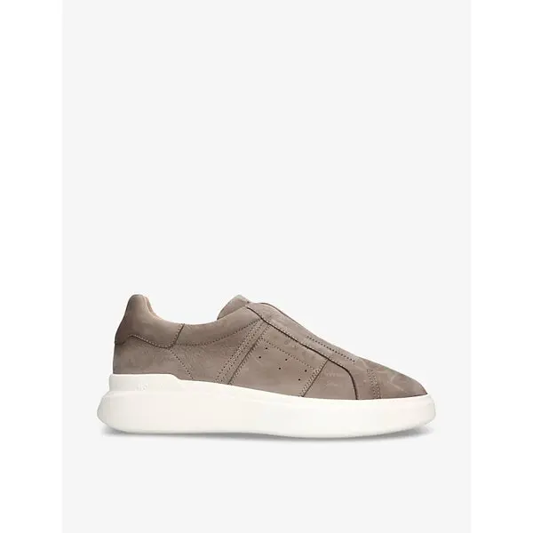 Hogan Fascia Logo-embossed Suede Low-top Trainers - Grey/dark