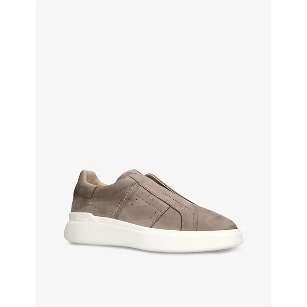 Hogan Fascia Logo-embossed Suede Low-top Trainers - Grey/dark
