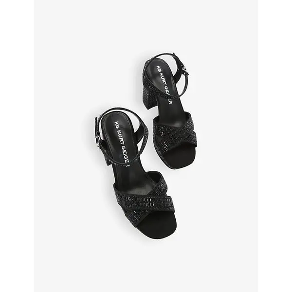 Kurt Geiger Fleur Bead-embellished Platform-heel Woven Sandals