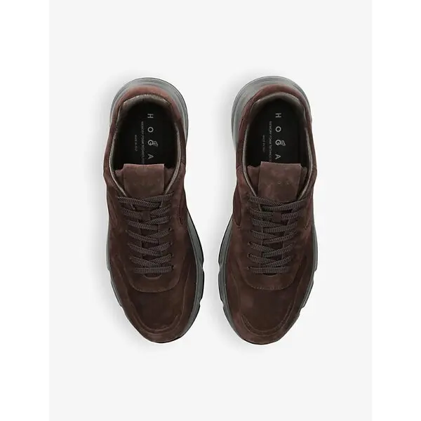 Hogan Hyperlight Branded Suede Low-top Trainers - Dark Brown